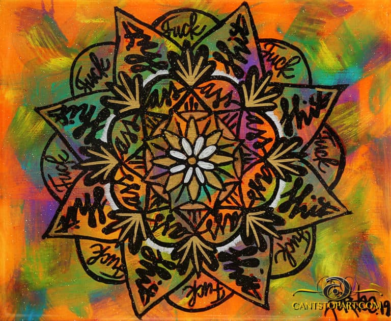 Swear Mandala – One Blue, One Orange – CANT STOP ART